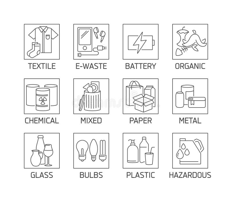 Vector Set of Different Recycling Garbage Waste Types Sorting ...