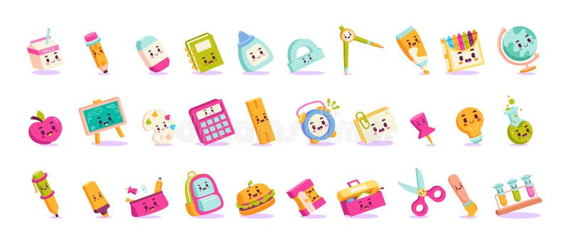 Vector Set of Different School Related Items Emojis Illustration ...