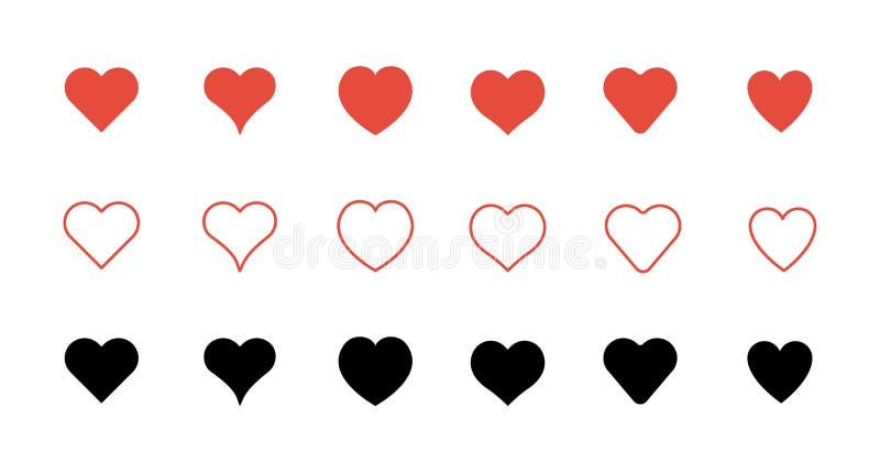 Vector Set of Different Shapes of Heart. Set of Heart Silhouette. Heart ...