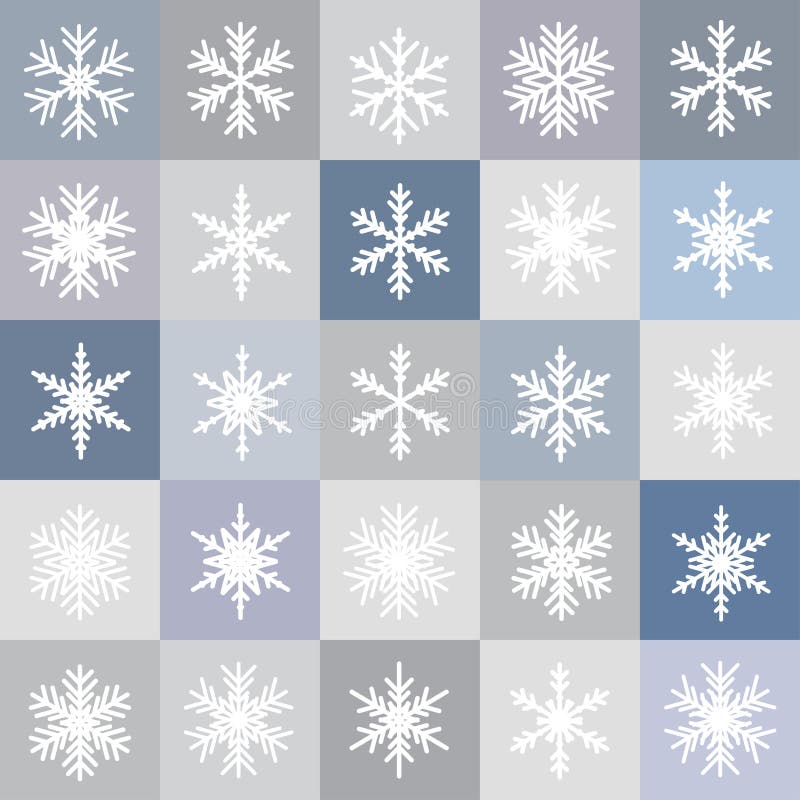 Vector Set of Different Snowflakes. Christmas Abstract Background ...