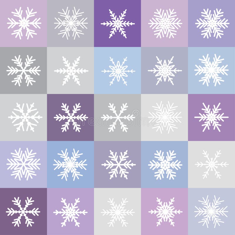Vector Set of Different Snowflakes. Christmas Abstract Background ...
