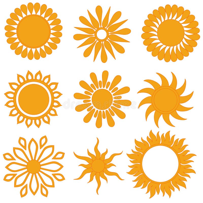 Vector Set of Different Suns Stock Vector - Illustration of happy ...