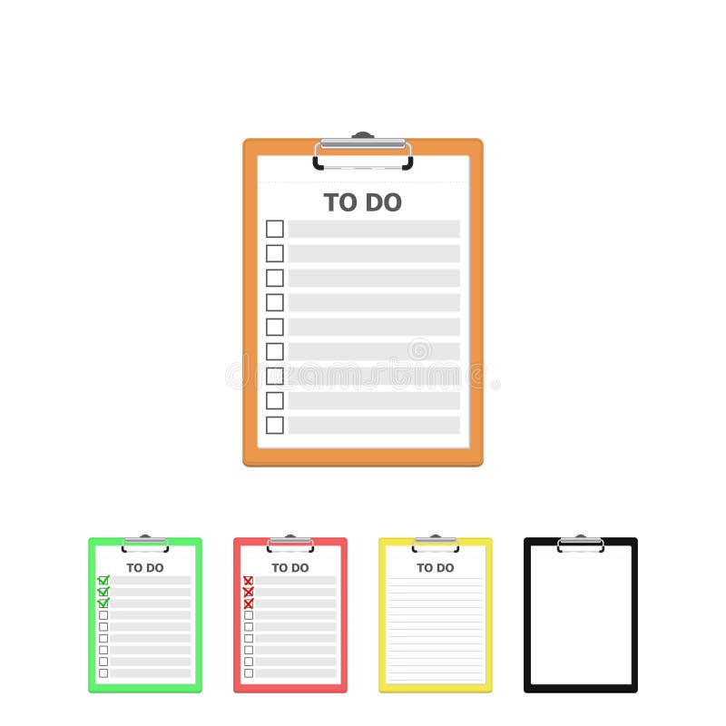 Vector Set of Different To Do List on Clipboard. Stock Vector ...