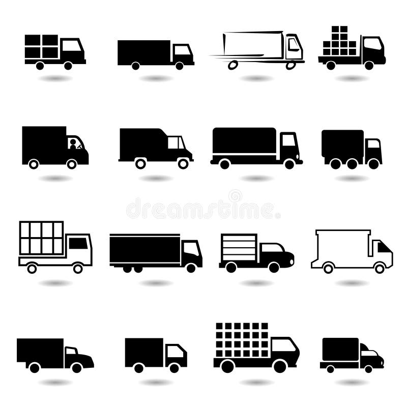 Vector Set of Different Truck Icons. Stock Vector - Illustration of ...