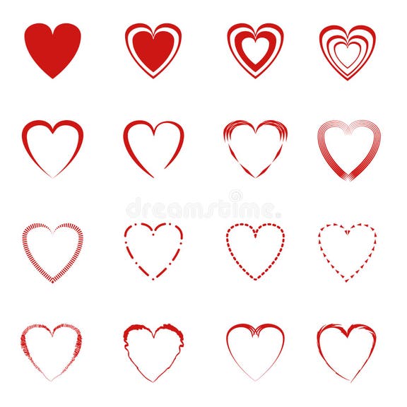 Vector Set of Different Types of Hearts. Stock Vector - Illustration of ...