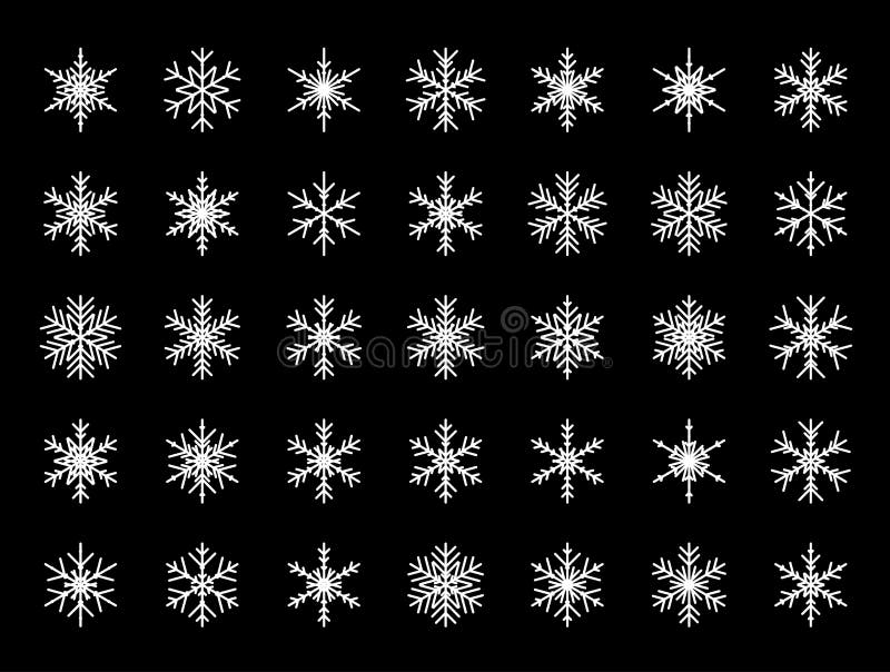 Vector Set of Different White Snowflakes. Vector Illustration Stock ...