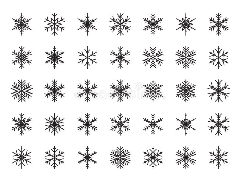 Vector Set of Different White Snowflakes. Vector Illustration Stock Vector - Illustration of ...