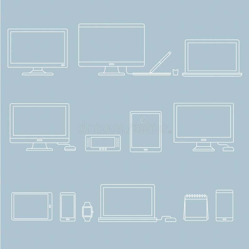 Vector Set of Digital Devices Stock Vector - Illustration of icon ...