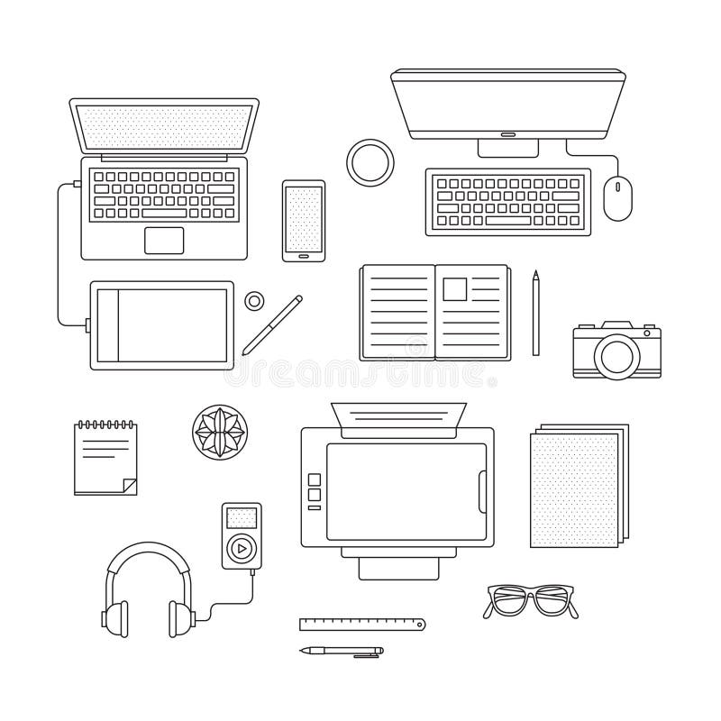 Vector Set of Digital Devices Stock Vector - Illustration of networking ...