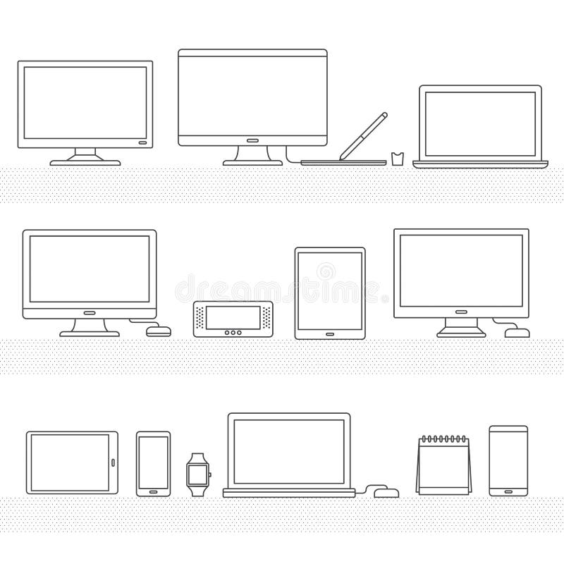 Vector Set of Digital Devices Stock Vector - Illustration of collection ...