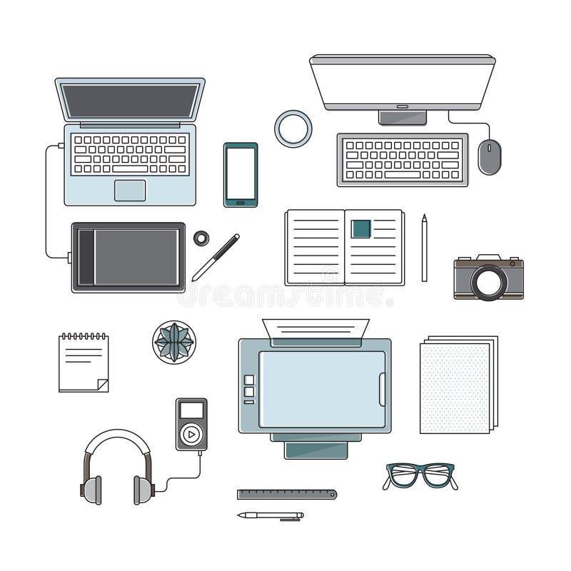 Vector Set of Digital Devices Stock Vector - Illustration of vector ...