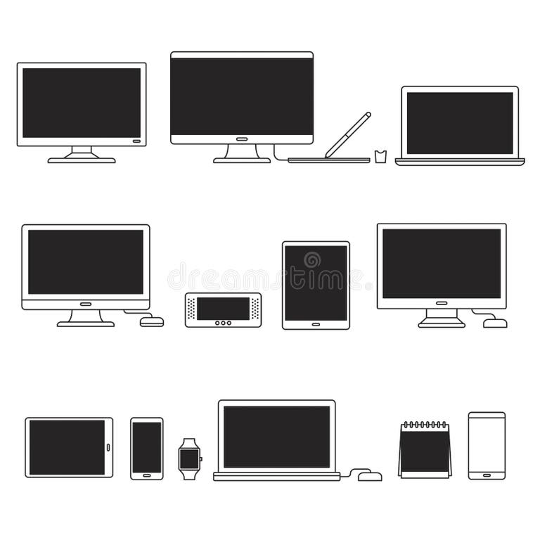 Vector Set of Digital Devices Stock Vector - Illustration of notebook ...