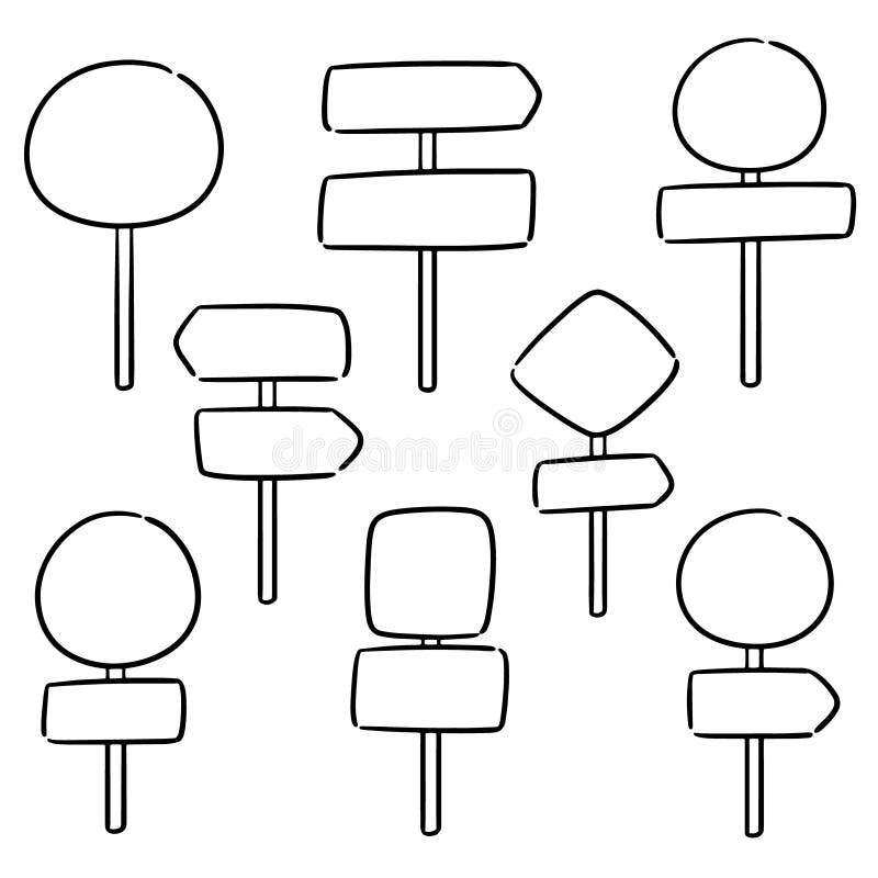 Vector Set of Direction Post Stock Vector - Illustration of drawing ...
