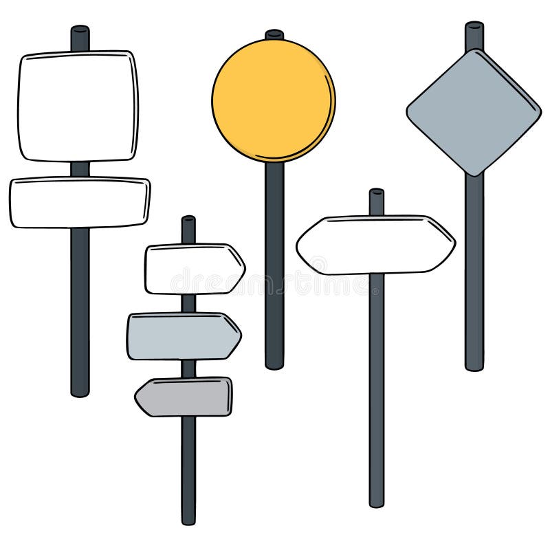 Vector Set of Direction Post Stock Vector - Illustration of drawing ...