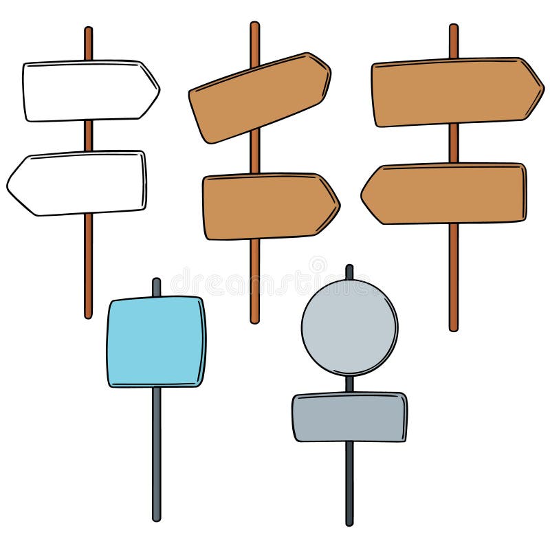 Vector Set of Direction Post Stock Vector - Illustration of drawing ...