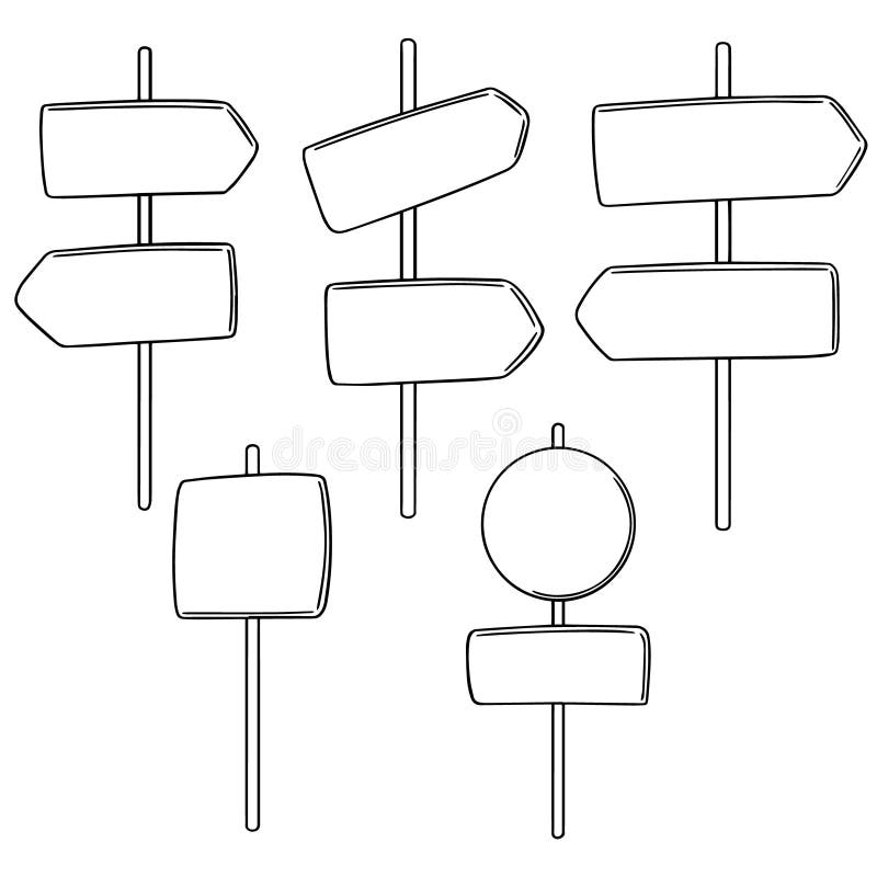 Vector Set of Direction Post Stock Vector - Illustration of drawing ...
