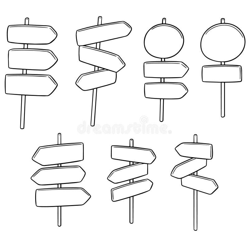 Vector Set of Direction Post Stock Vector - Illustration of collection ...