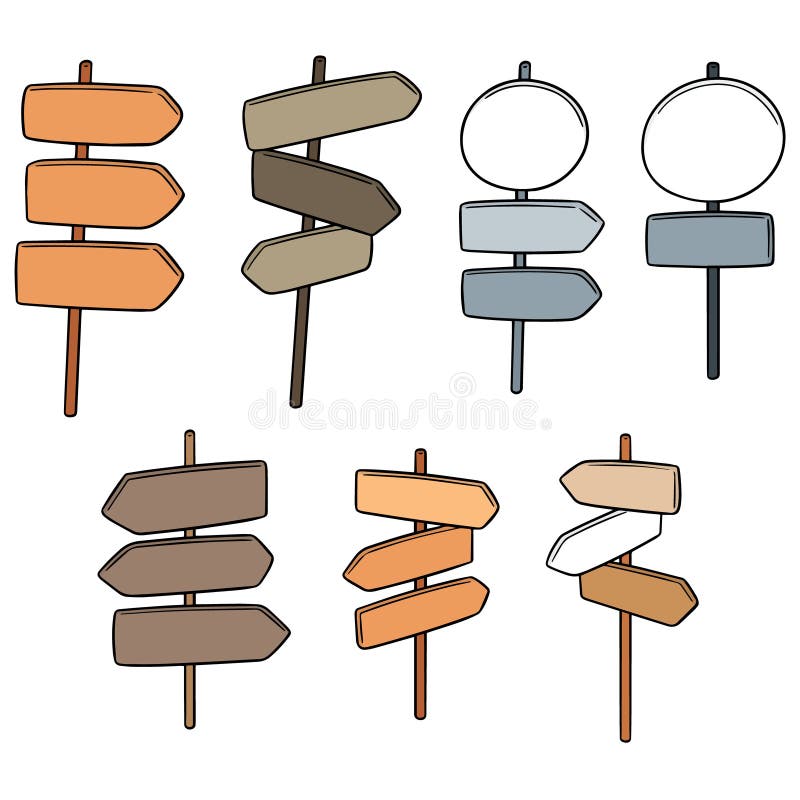 Vector Set of Direction Post Stock Vector - Illustration of cartoon ...