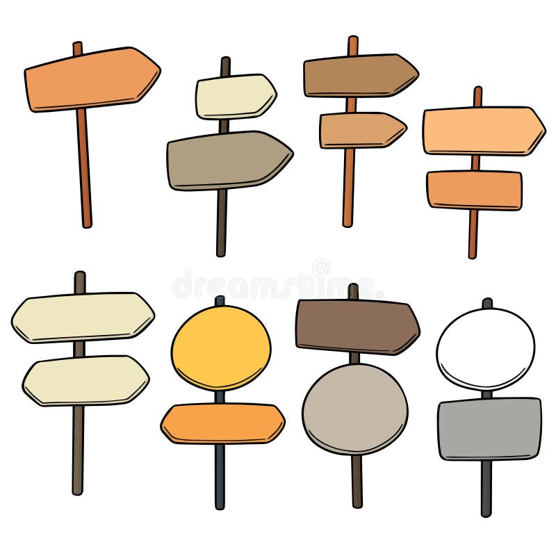 Vector Set of Direction Post Stock Vector - Illustration of drawing ...