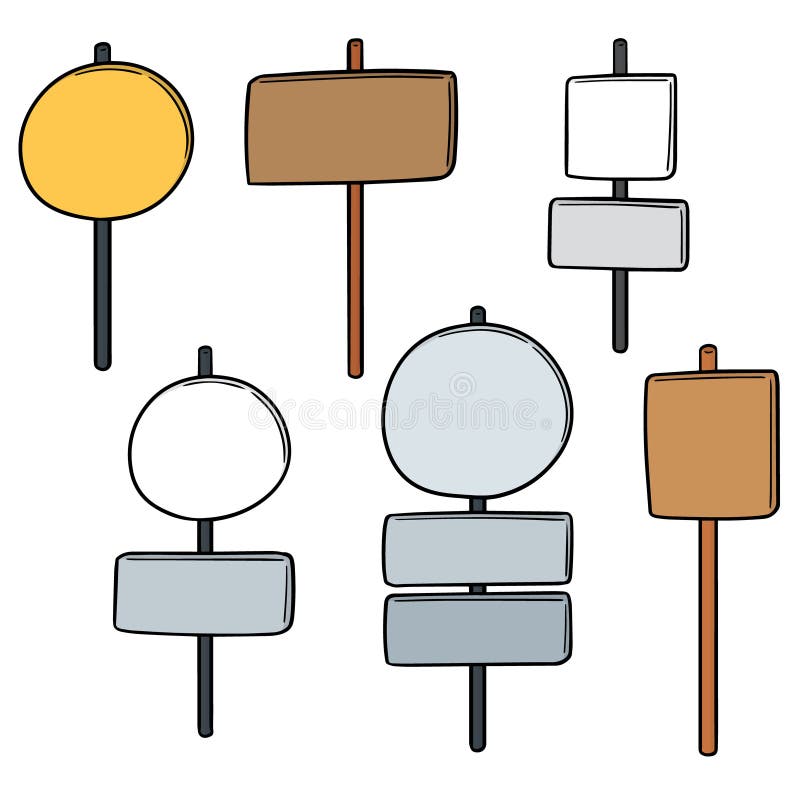 Vector Set of Direction Posts Stock Vector - Illustration of deco, icon ...