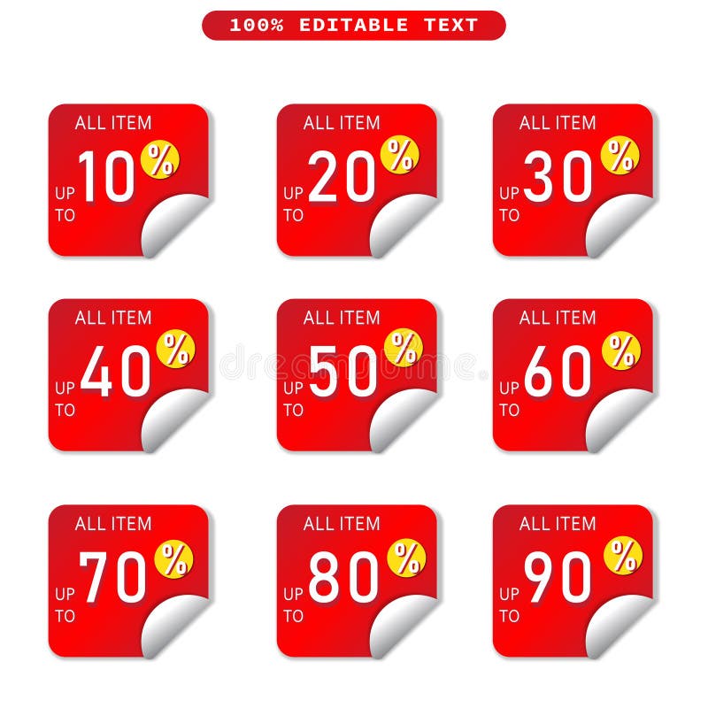 Vector Set of Discount Tag Design Editable Text Stock Vector ...