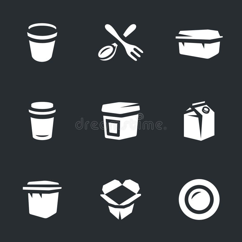 Vector Set of Disposable Tableware Icons. Stock Vector - Illustration ...