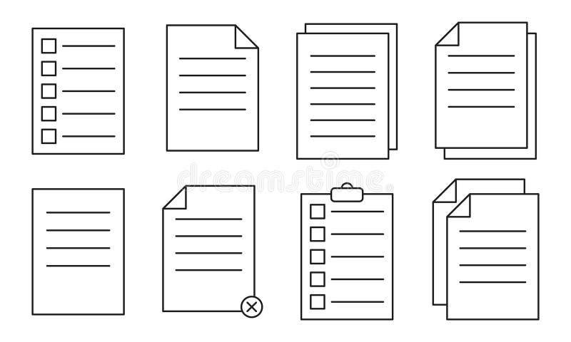 Vector Set of Documents Linear Icons. Editable Stroke. Document ...
