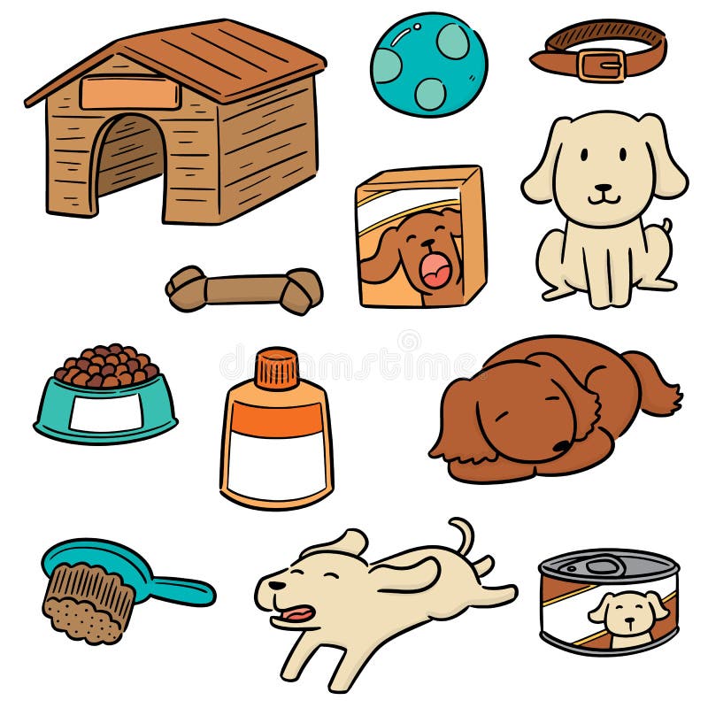 Vector Set of Dog Accessories Stock Vector - Illustration of comb ...
