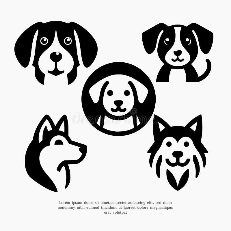 Vector Set of Dog Face Silhouette Logo Icon Stock Vector - Illustration ...