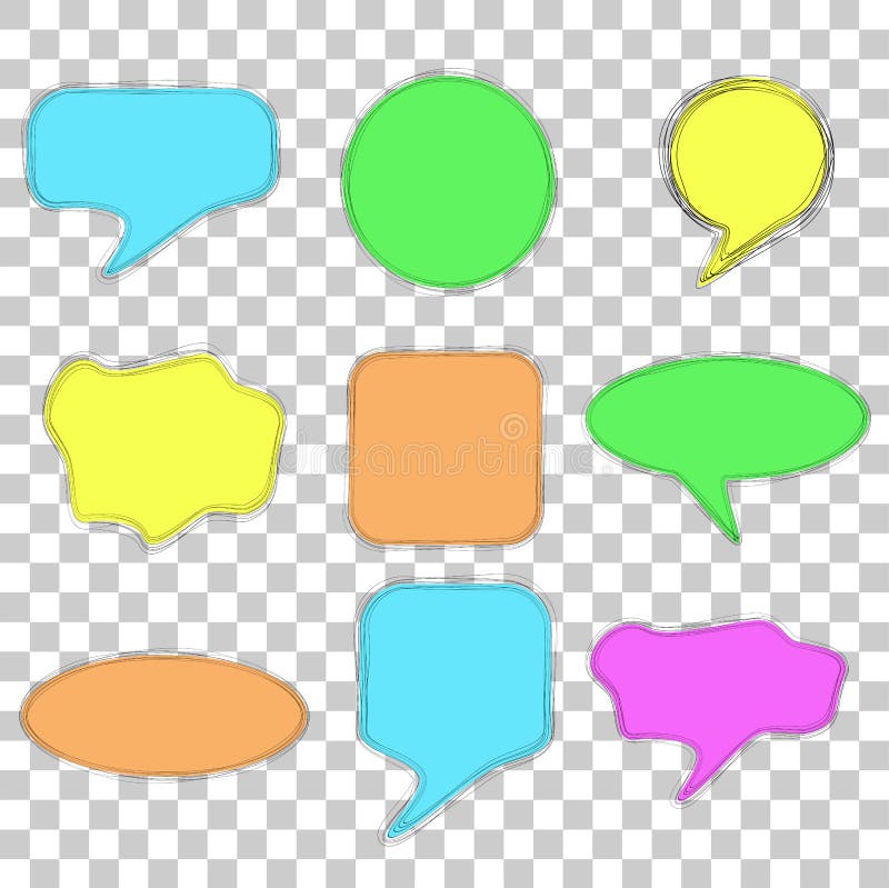 Set of Doodle Blank Bubble Chat and Various Shape, Pastel Colors ...