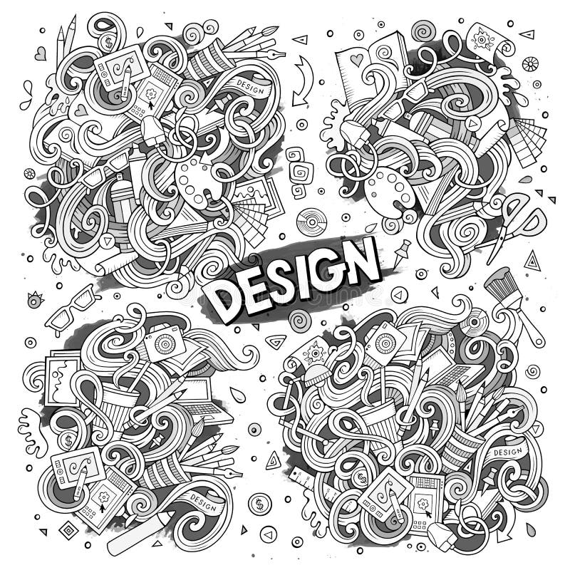 Vector Set of Doodle Design Theme Items Stock Vector - Illustration of ...