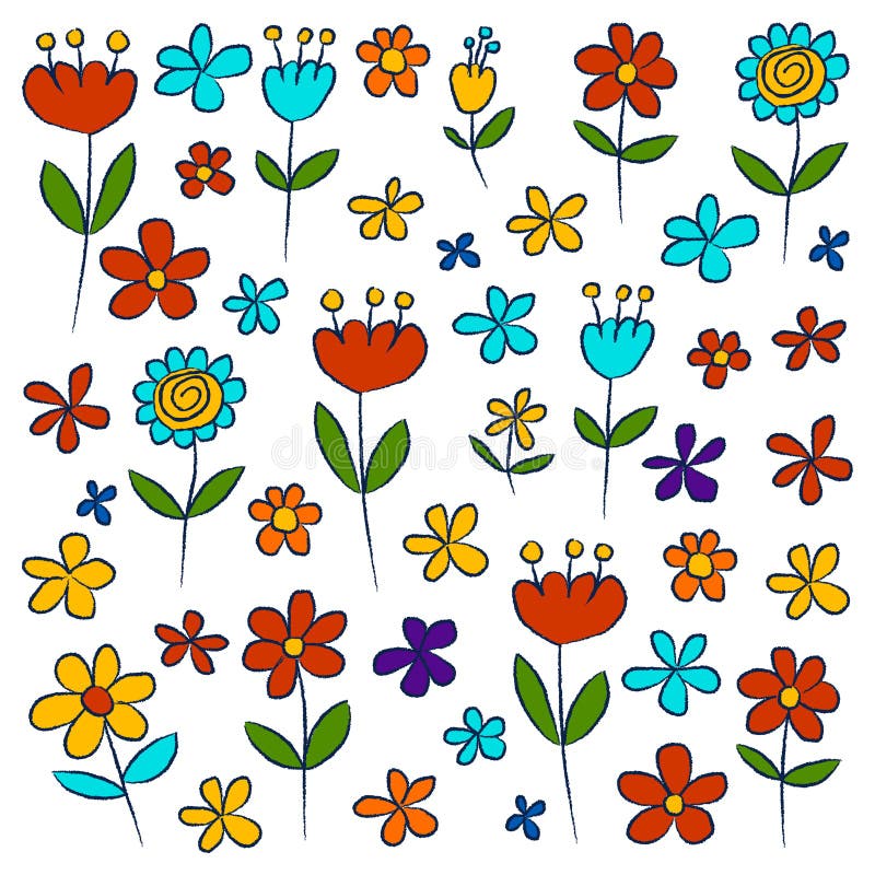 Doodle Flowers Vector Pattern for Coloring Book and Pages Stock Vector ...
