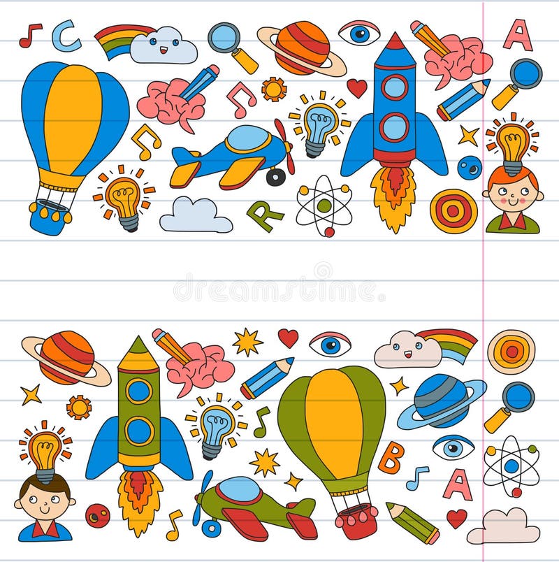 Vector Set of Doodle Icons on Following Themes - Creativity and ...