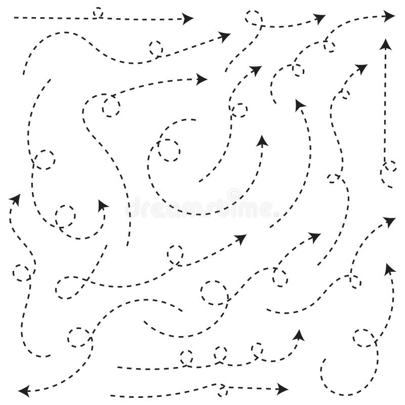 Vector Set of Dotted Line Arrows Stock Vector - Illustration of ...
