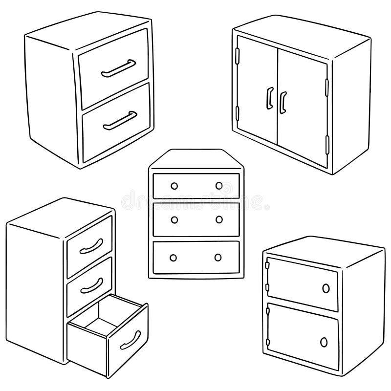 Vector set of drawer stock vector. Illustration of furniture - 118713716