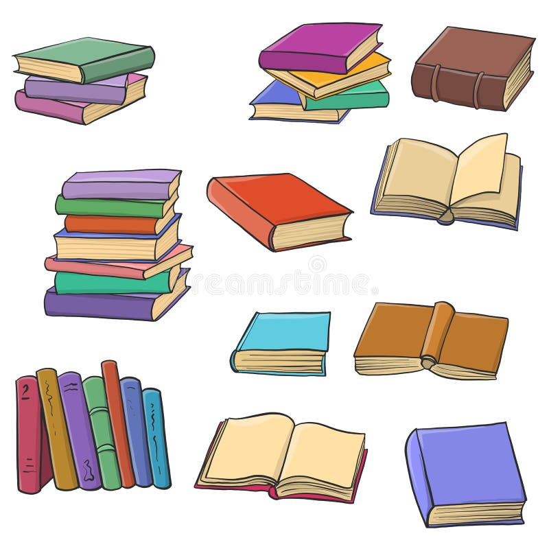 Vector Set of Drawing Books Stock Vector - Illustration of paper ...