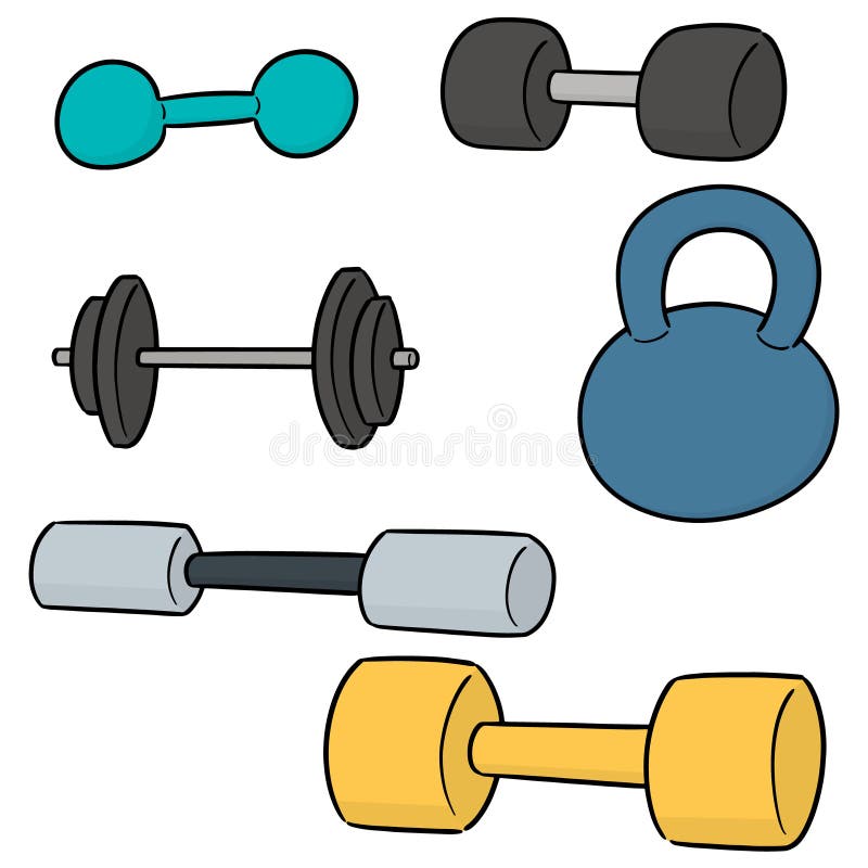Vector set of dumbbell stock vector. Illustration of drawn - 144513617