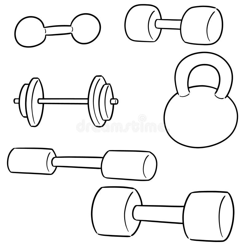 Vector set of dumbbell stock vector. Illustration of drawn - 144513617
