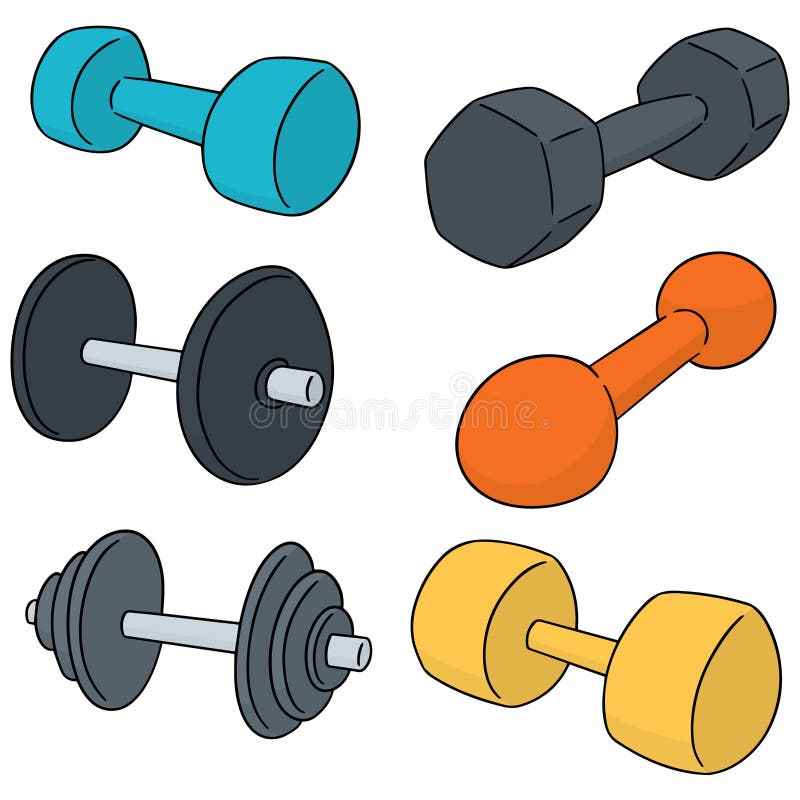Vector set of dumbbell stock vector. Illustration of drawn - 117655317