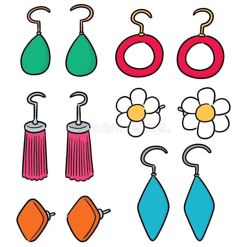 Vector set of earrings stock vector. Illustration of gold - 117655227