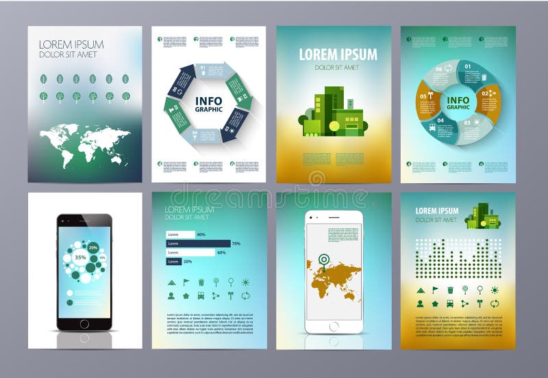 Vector Set of Eco Infographic. World Map, Chat, Buildings, Transport ...