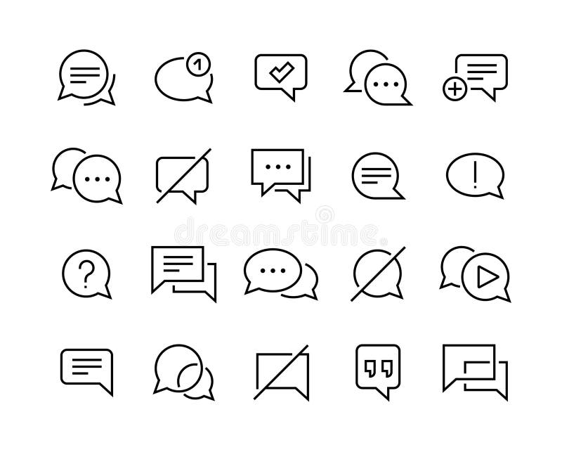 Vector Set of Editable Chat and Message Icons in Linear Style Stock ...