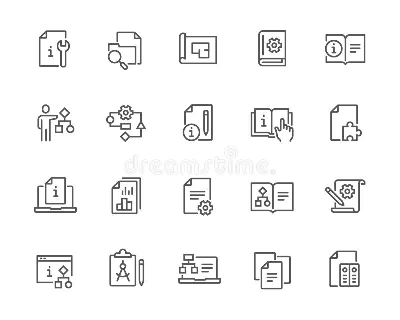 Vector Set of Editable Icons for Documents and Documentation in Linear Style Stock Vector ...