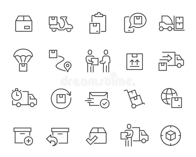 Vector Set of Editable Icons for Shipping and Parcel Delivery Stock ...