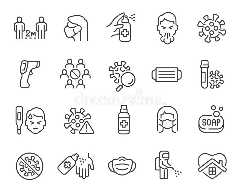 Vector Set of Editable Icons for Virus Protection and Disease ...