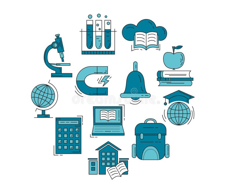 Vector Set of Education Icons Stock Illustration - Illustration of book ...