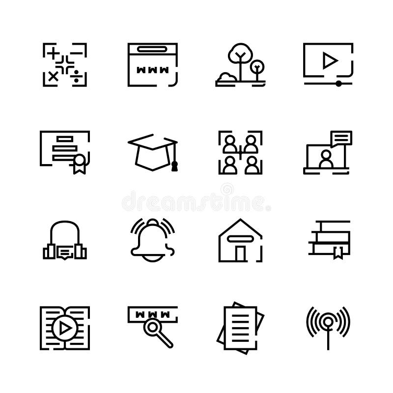 Vector Set of Education Icons. Line Icons Educate and Knowledge Icon ...