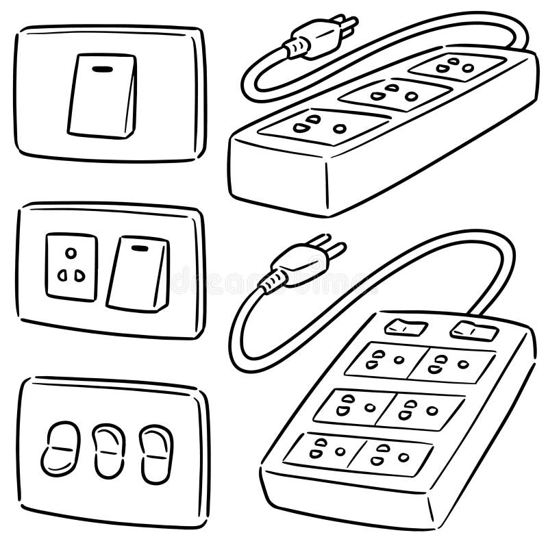 Electric switch and plug stock vector. Illustration of draw - 75337558