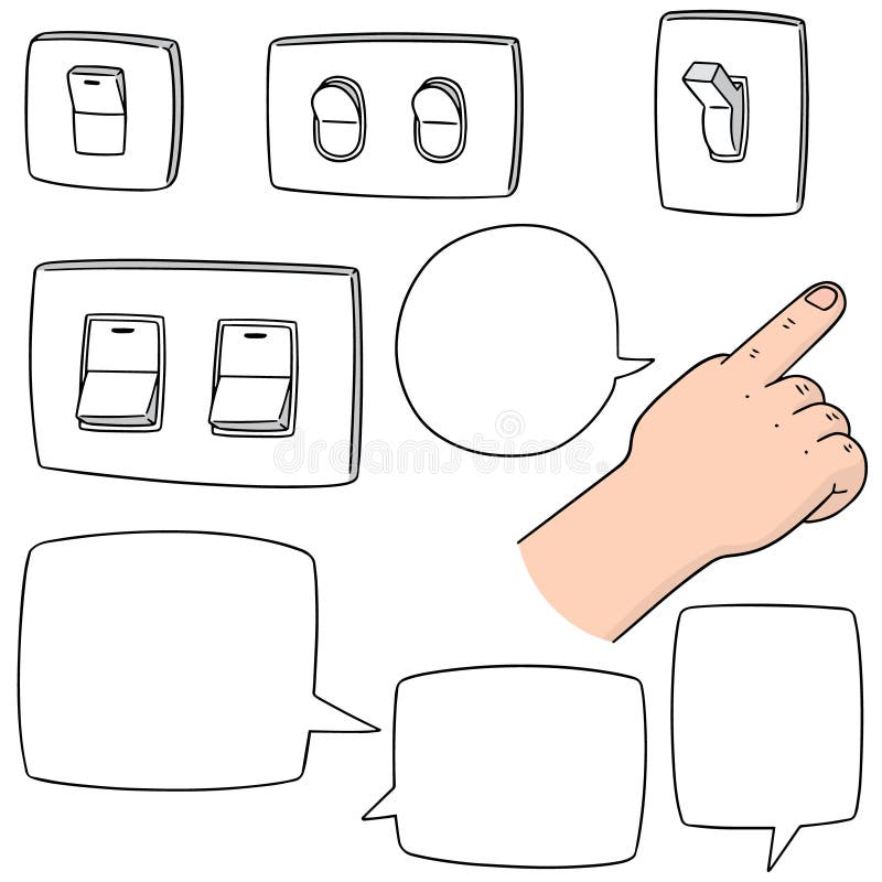 Vector Set of Electric Switch and Plug Stock Vector - Illustration of ...