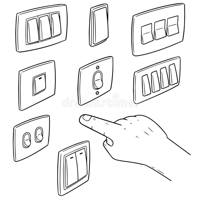 Vector Set of Electric Switch Stock Vector - Illustration of cartoon ...